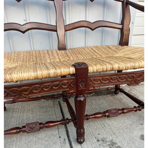Carved Country French Rush Seat Ladderback Bench Settee - Etsy