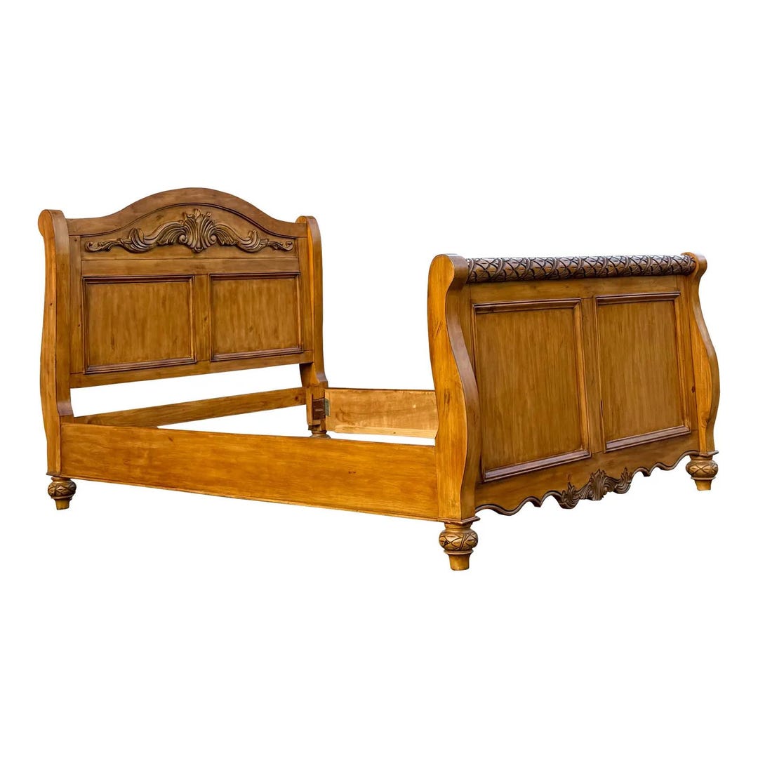 Rustic Farmhouse Carved Pine Bed - Full or Queen Size - Etsy