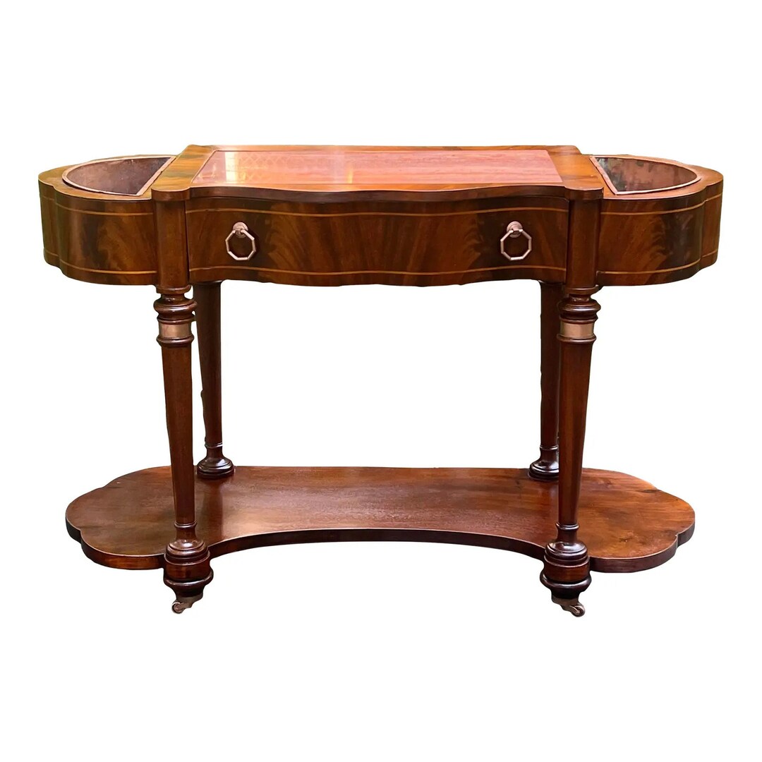 Vintage Flame Mahogany Regency Style Stone Top Bar Cart Newly ...