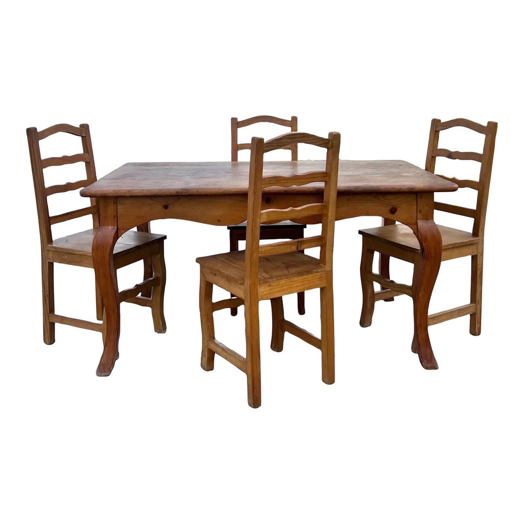 Rustic Pine Farmhouse Dining Table & 4 Chairs - Etsy