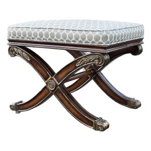 Ethan Allen Neoclassical Bench With Upholstered Seat - Etsy