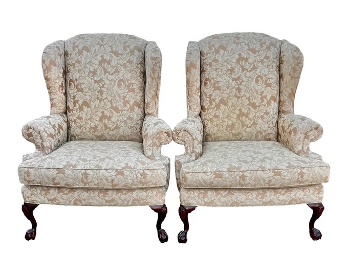 Vintage Broyhill Ball and Claw Feet Wingback Chairs - a Pair - Etsy