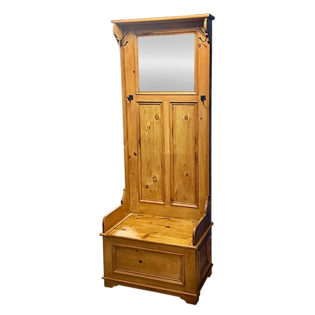 Vintage Pine Farmhouse Hall Tree With Storage - Etsy