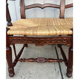 Carved Country French Rush Seat Ladderback Bench Settee - Etsy
