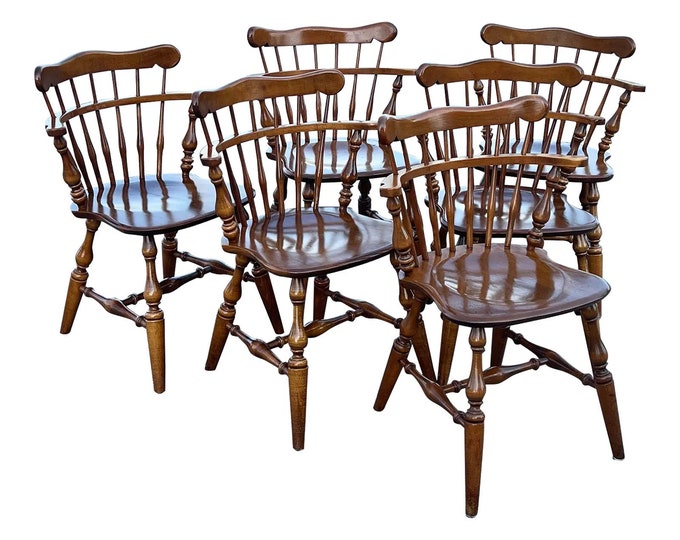 Vintage Ethan Allen Solid Maple Comb Back Captains Chairs - Set of 6 - Etsy