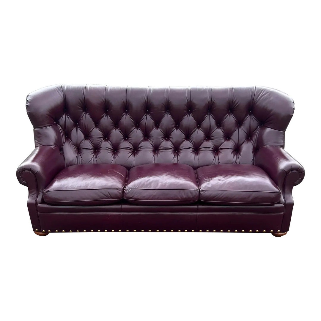 Thomasville hides and Seats Tufted Leather Chesterfield Sofa - Etsy