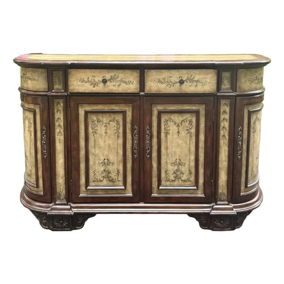 Rustic European Paint Decorated Demi Lune Sideboard - Etsy