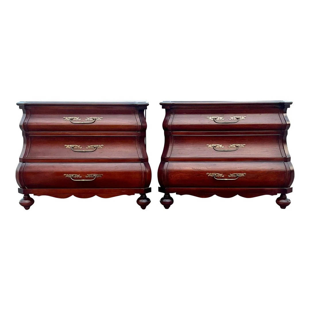 Vintage Three Drawer Bombe Rustic Nightstands a Pair - Etsy