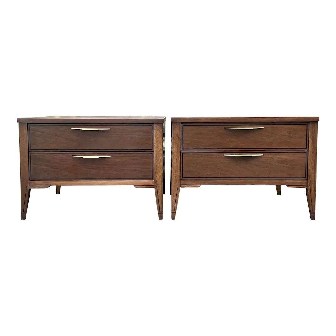 Newly Refinished Oversized Mid Century Two Drawer Side Tables ...