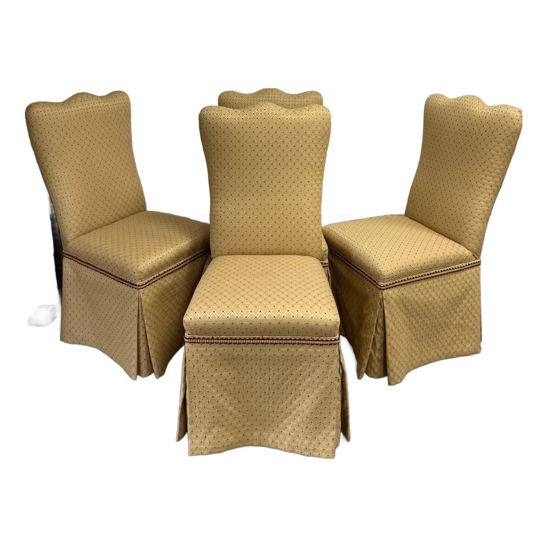Custom Upholstered Skirted Parsons Chairs - Set of 4 - Etsy