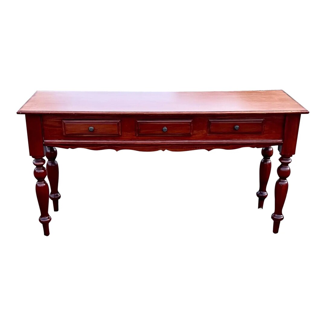 British Colonial Solid Mahogany Three Drawer Console Table - Etsy