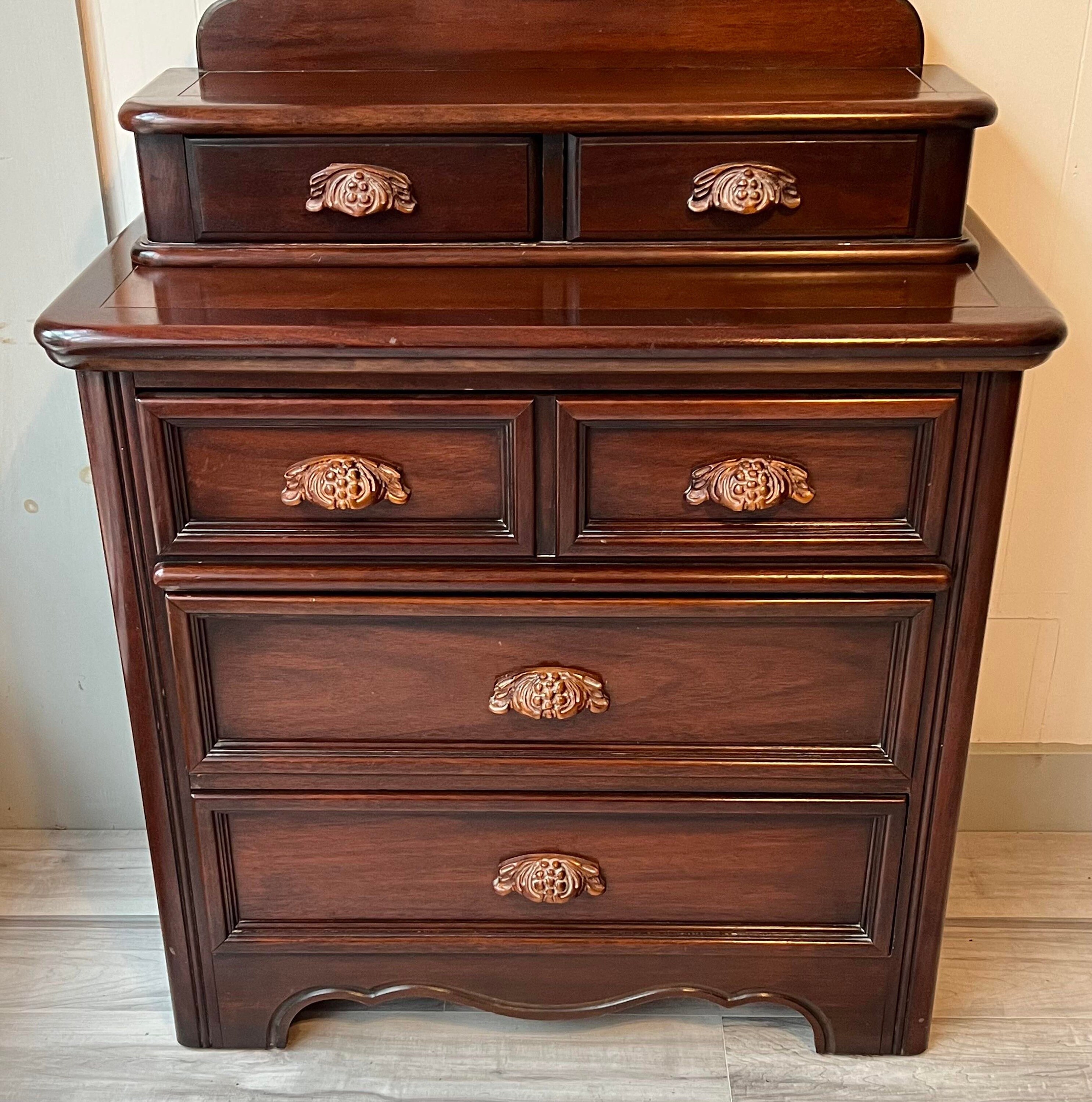 Dixie Furniture Walnut Victorian Style Chest of Drawers With - Etsy