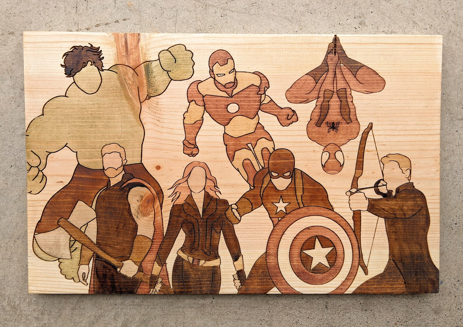 Avengers Wood Burned and Stained Wall Art Captain America | Etsy