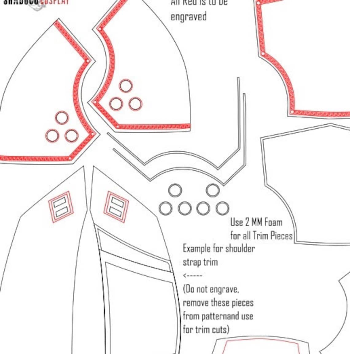 Sephiroth Remake Pauldron Pattern, Sephiroth Cosplay, Cosplay Pattern ...