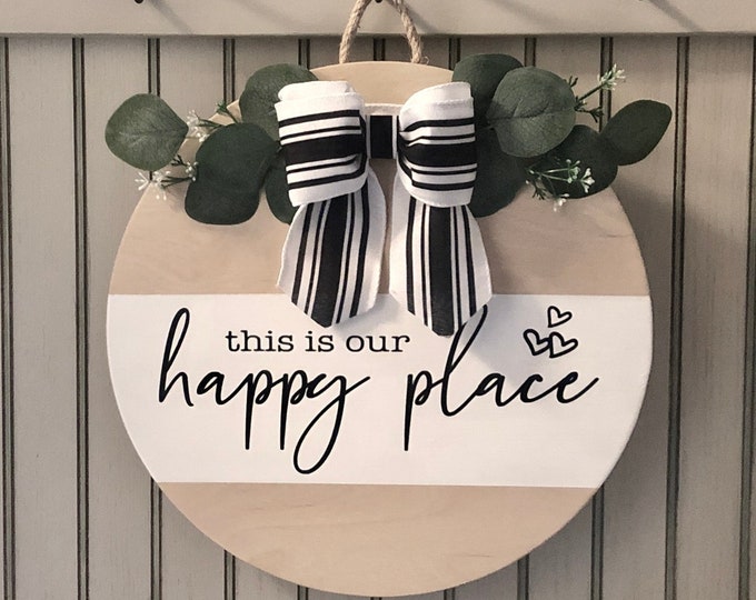 This is Our Happy Place Front Door Decor Door Hanger Welcome Sign Wood ...