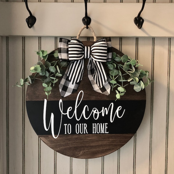 Round Welcome Sign - Etsy