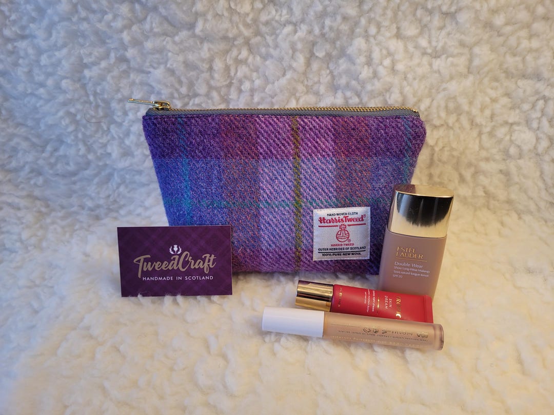 Harris Tweed Make up Bag in Your Choice of Tweed, Handmade, Small Wash ...