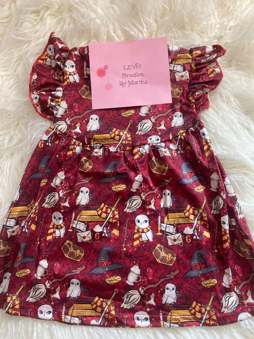 Red Wizard Hat & Owl Inspired Flutter Sleeve Milk Dress - Etsy