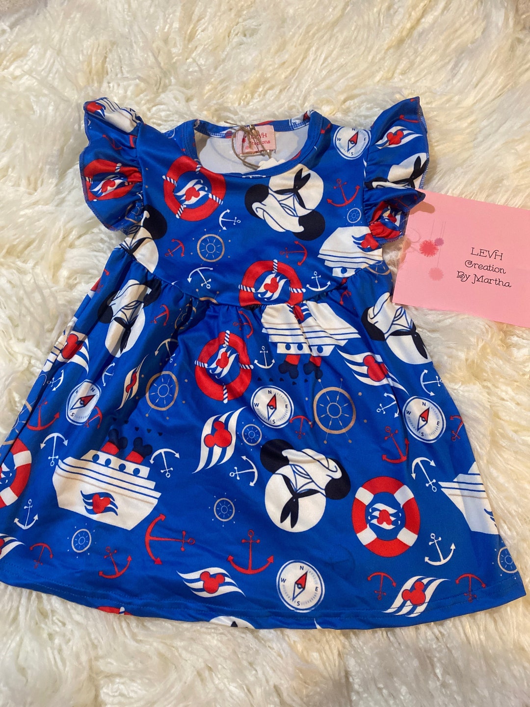 Blue Mouse Cruise Inspired Flutter Sleeve Milk Dress - Etsy