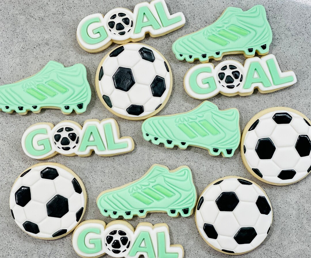 Soccer Themed Cookie. Sugar Cookies Football. Themed for Birthday. - Etsy