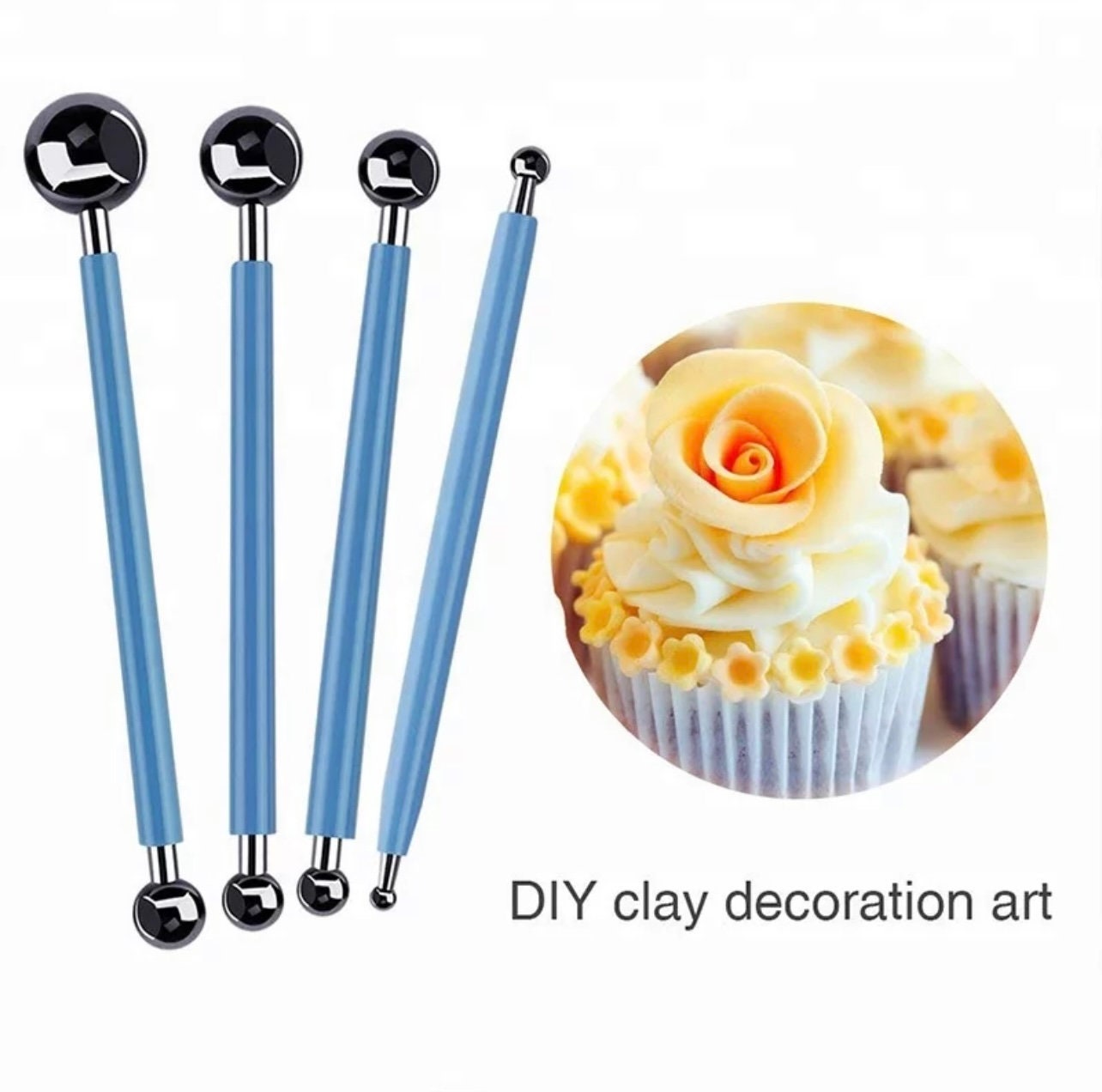 Fondant Flower Metal Balls, Cake Tools Two Head Silicone Pen. Double ...