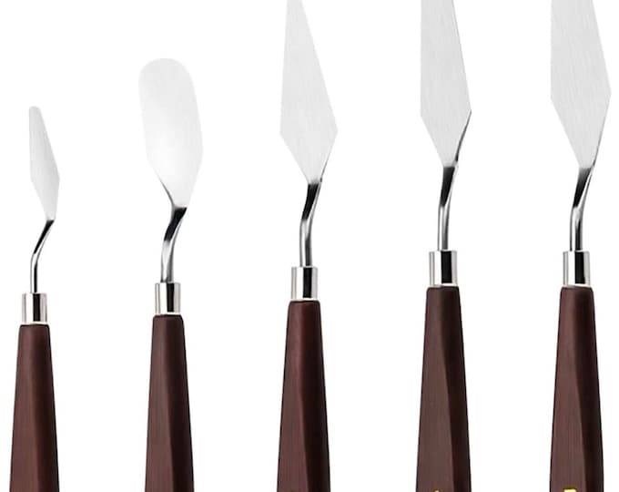 Cake Decorating Spatula Stainless Steel Scraper . 5 Pieces Set Painting ...