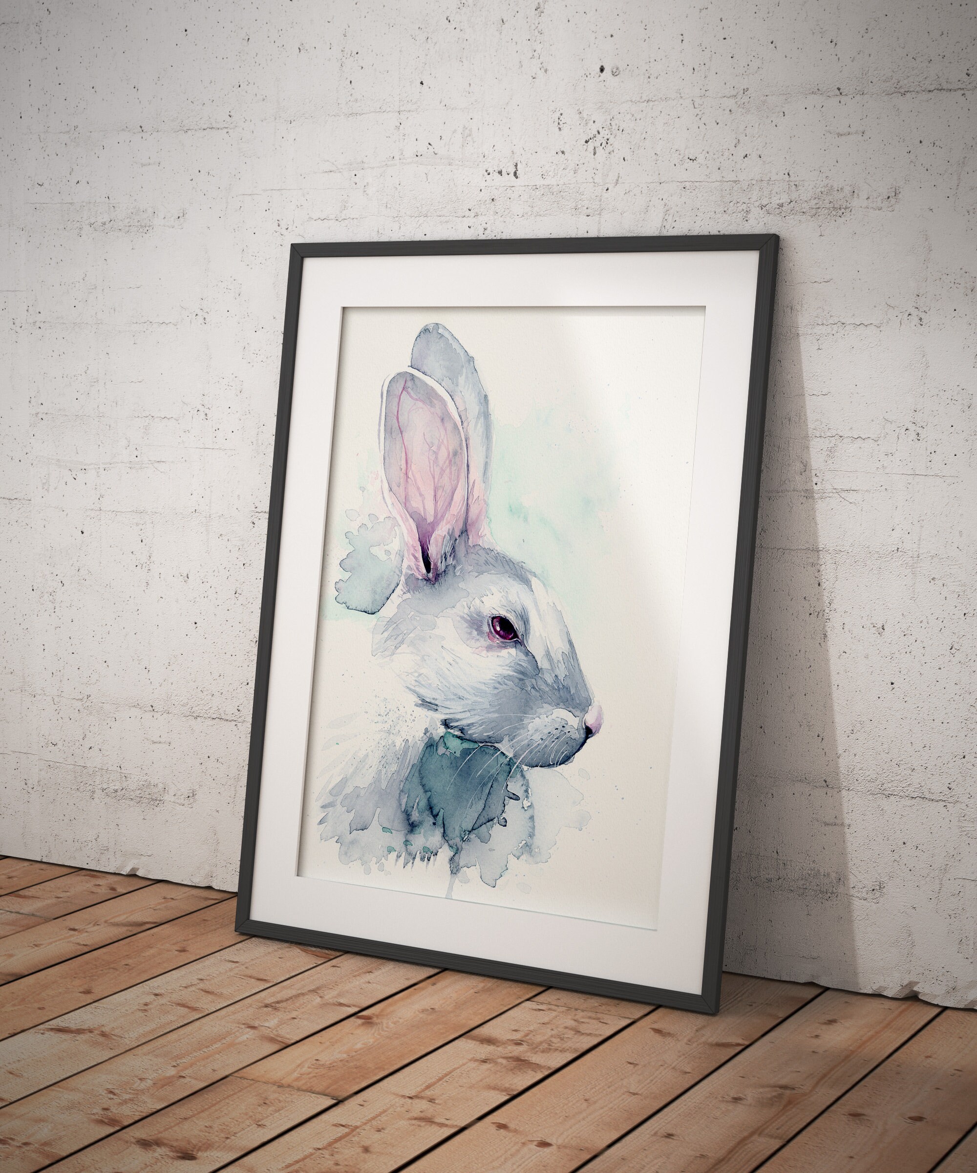 White Rabbit Hare Watercolour Painting Wild Animal Gift for - Etsy