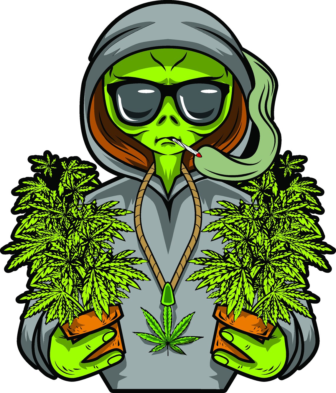 Marijuana Weed Smoking Alien 420 Laptop JDM Sticker Vinyl | Etsy