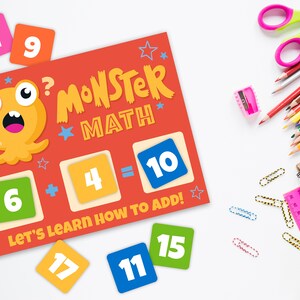 Printable Monster Math Game Educational Activity Great for - Etsy