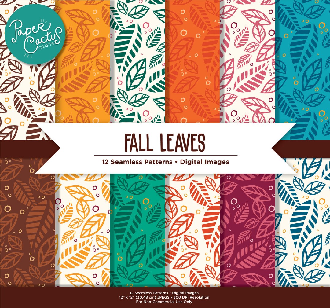 Fall Leaves Digital Paper Pack Great for Scrapbooking, Fabrics, and ...