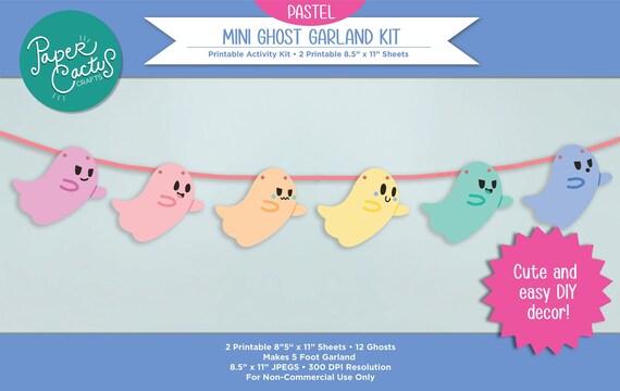 Printable Pastel Ghosts Banner Kit DIY Halloween Decor - Etsy
