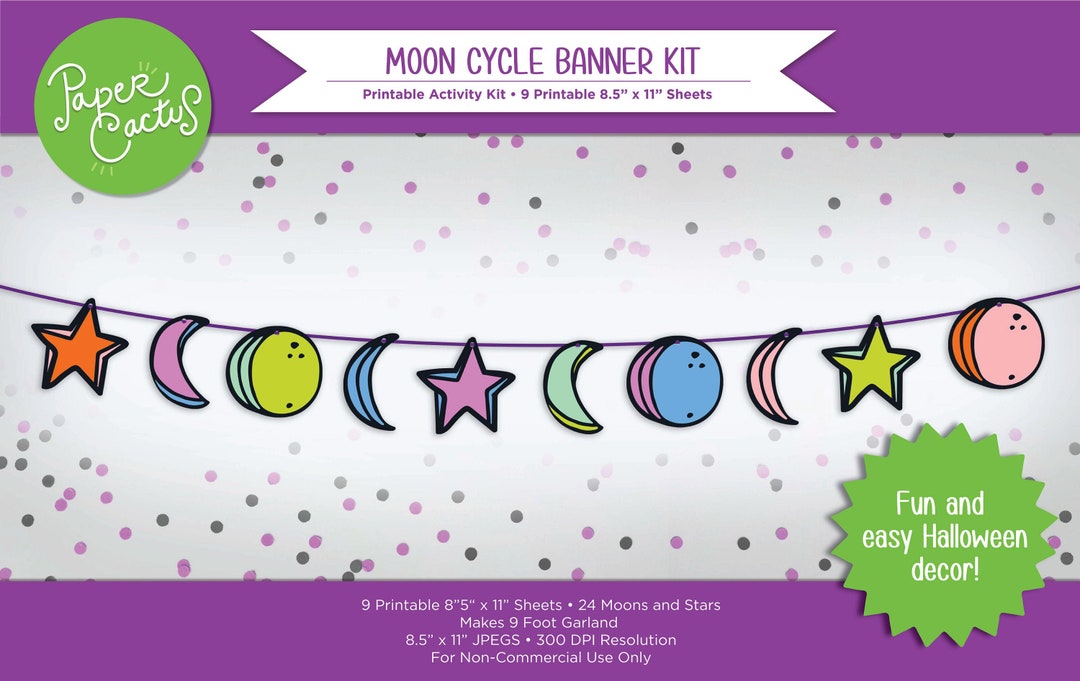 Printable Moon Cycle Banner Kit DIY Halloween Decor - Etsy