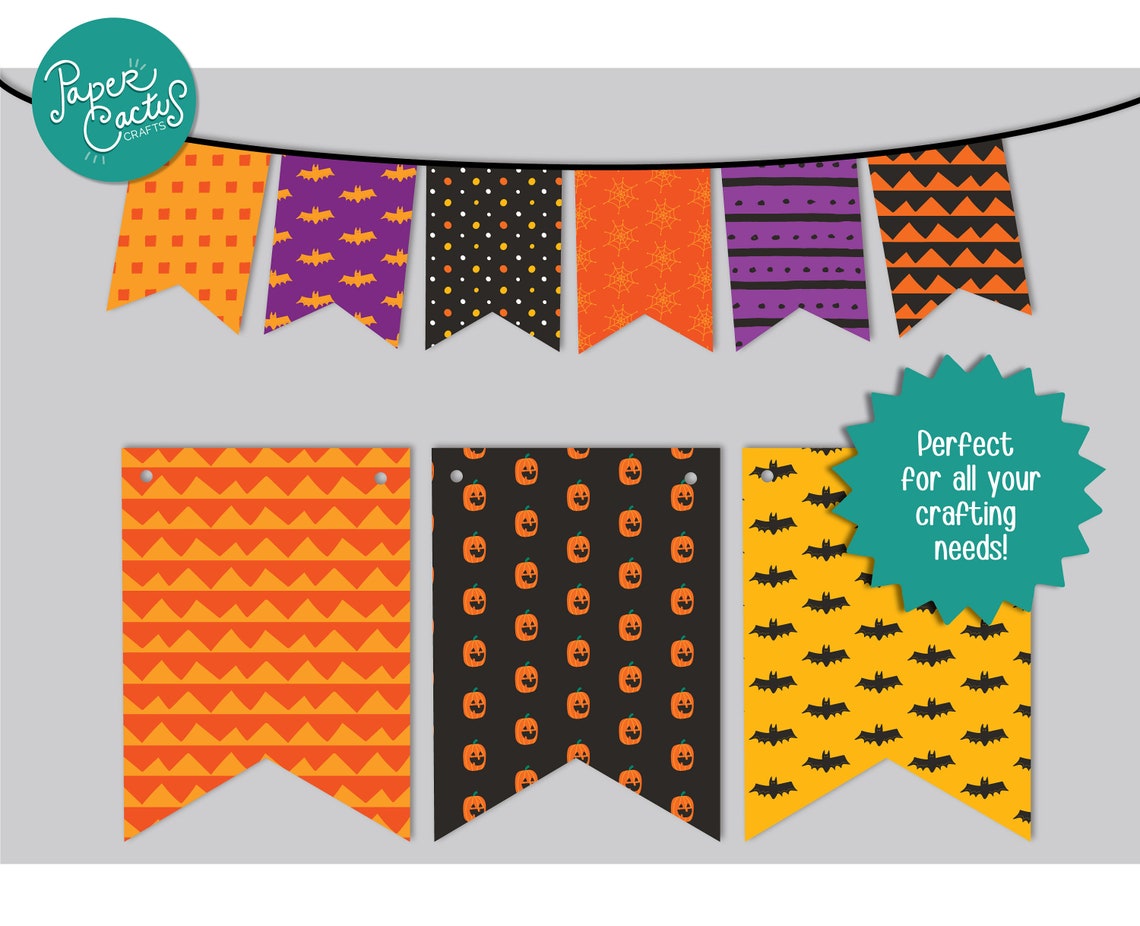 Simple Halloween Digital Paper Pack Illustrated Patterns - Etsy
