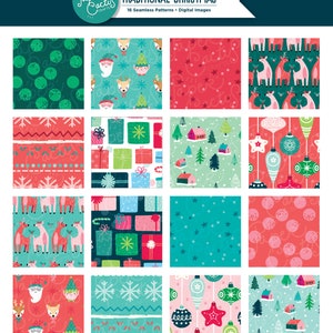 Traditional Cute Christmas Digital Paper Pack illustrated - Etsy