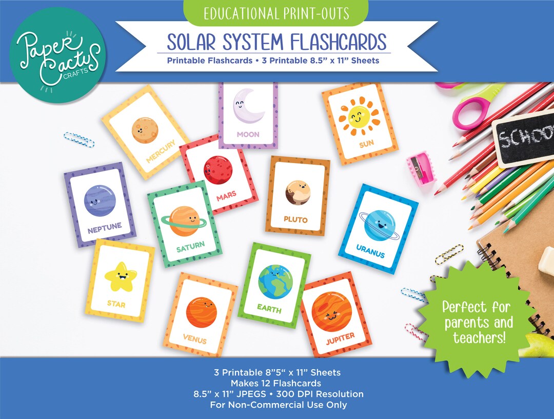 Printable Solar System Flashcards Great for Parents or Teachers - Etsy ...
