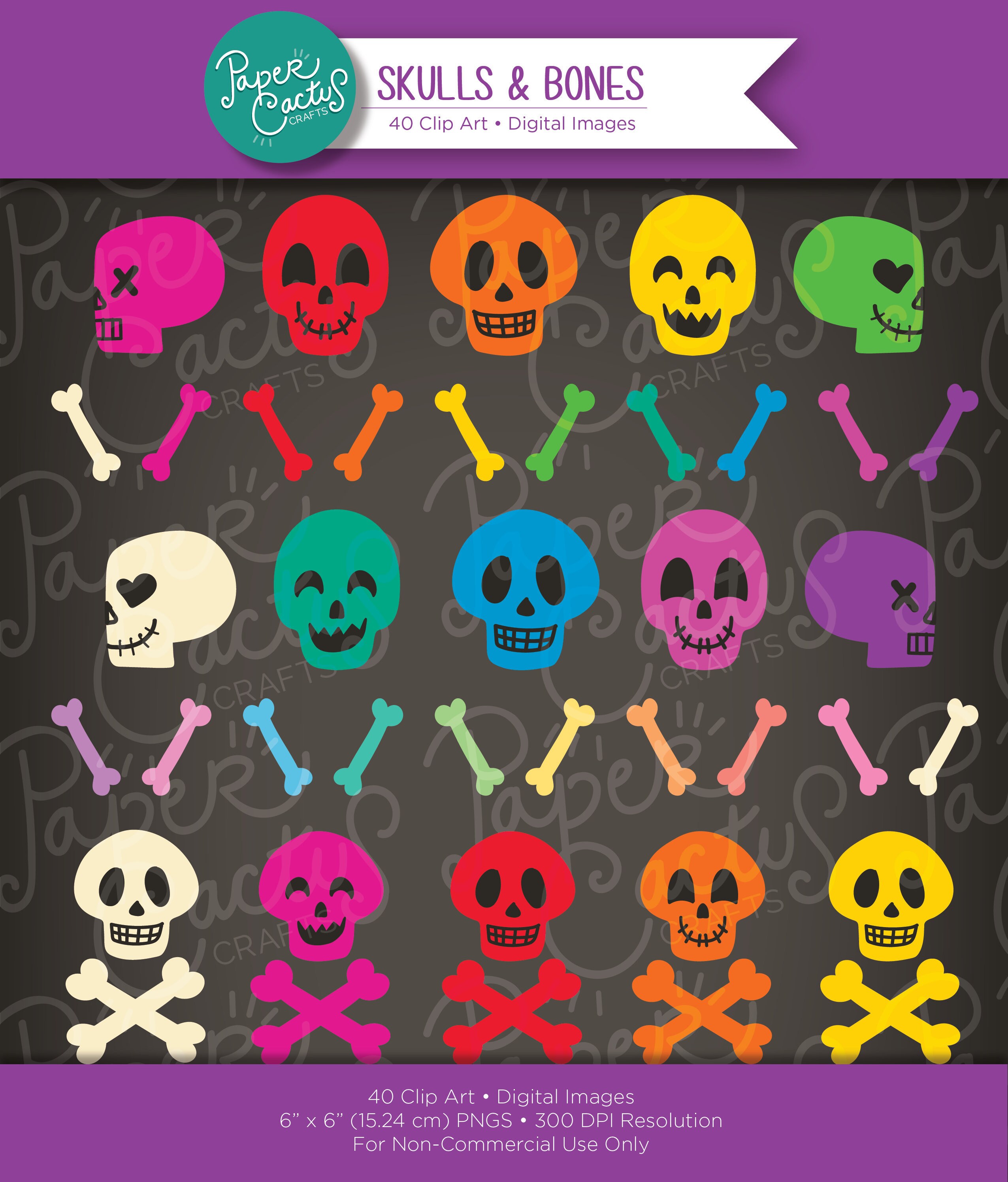 Skull and Bones Clipart Instant Download Illustrated - Etsy