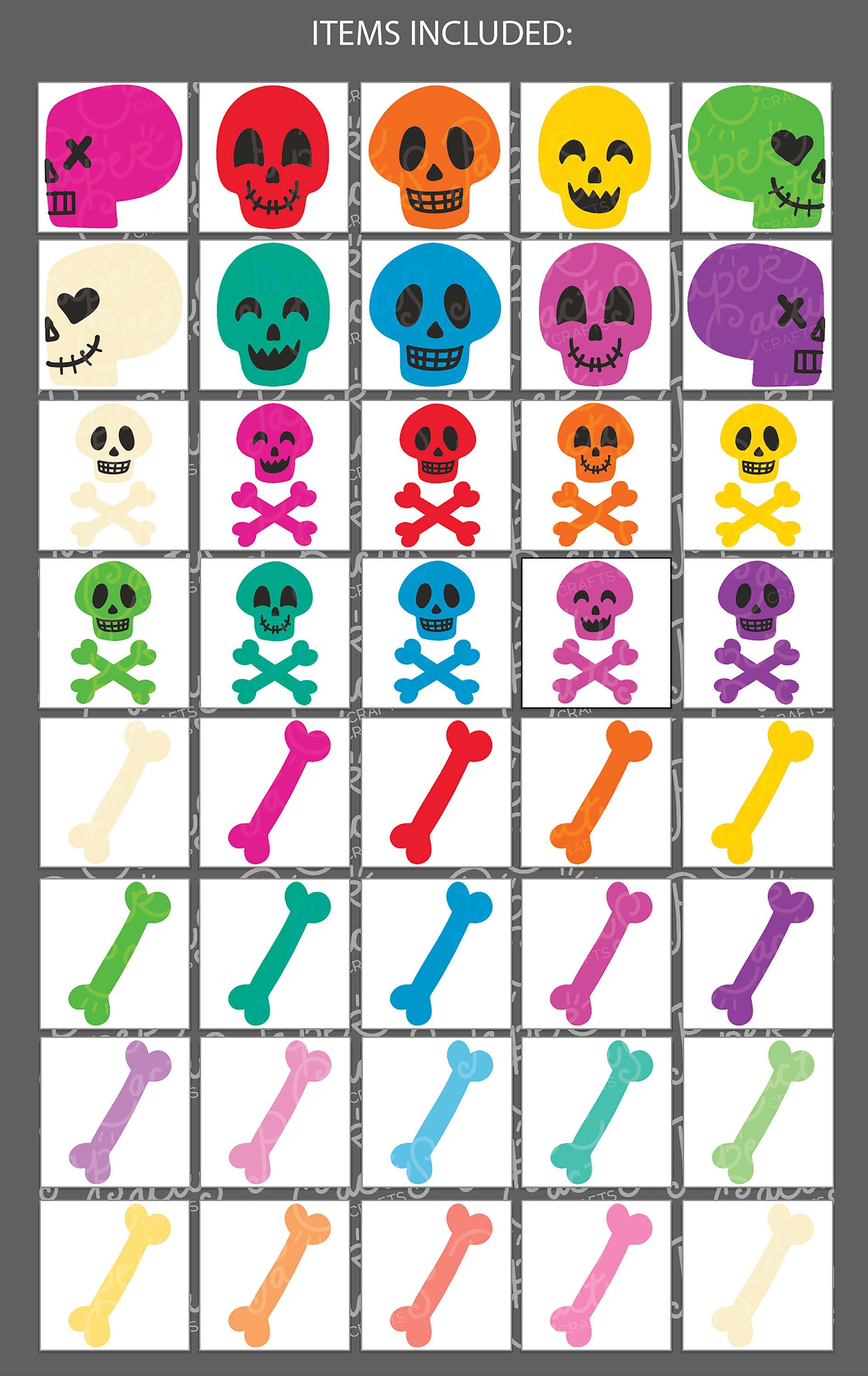 Skull and Bones Clipart Instant Download Illustrated - Etsy