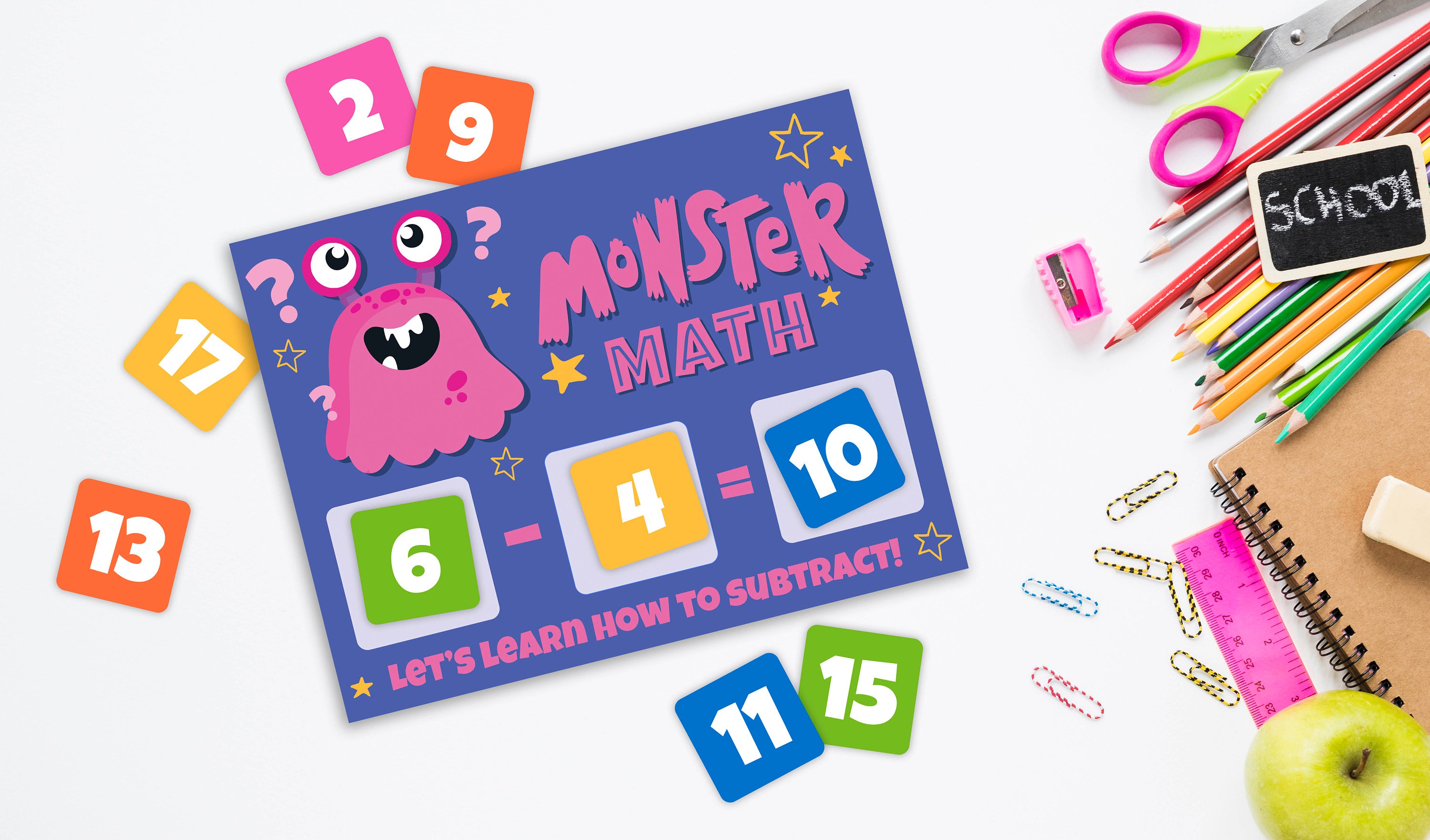 Printable Monster Math Game Educational Activity Great for - Etsy UK