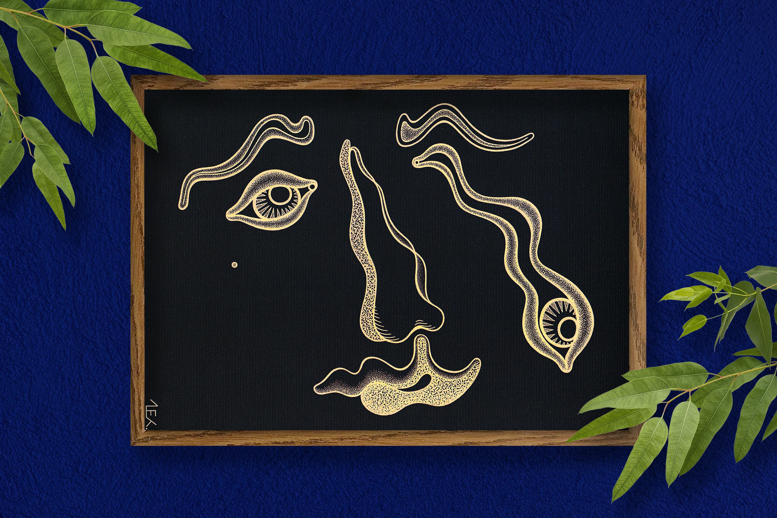 Art Print of Sad Face Portrait With Tear Eye on Linen Press Paper - Etsy