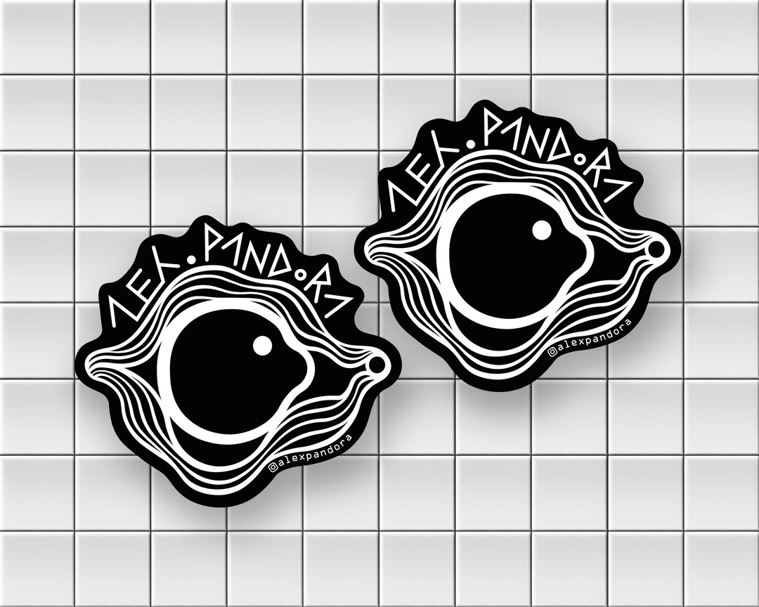 Sticker Set of Two Black and White Alex Pandora Stickers - Etsy