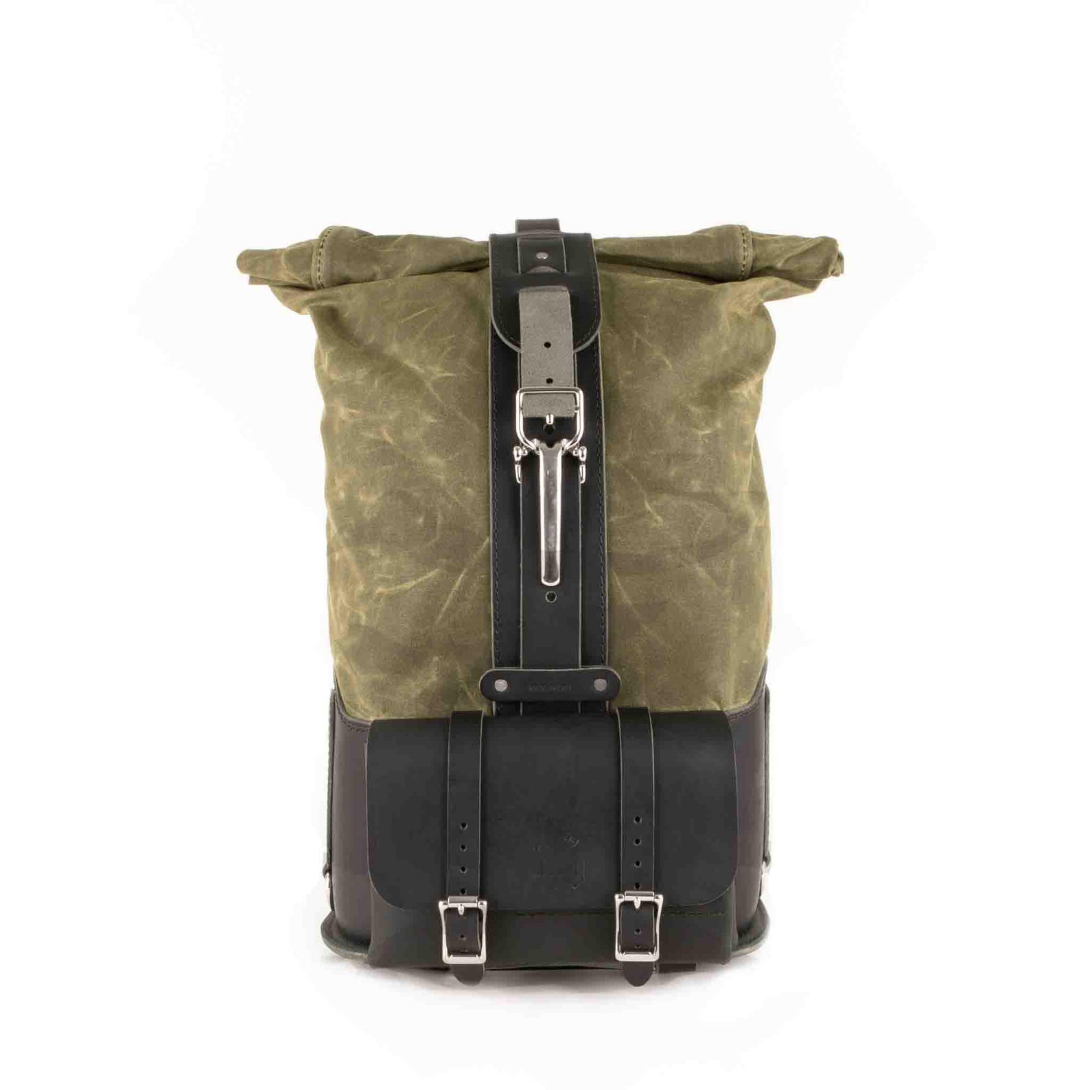Universal Motorcycle Rolltop Backpack Saddlebag Buffalo Leather and ...