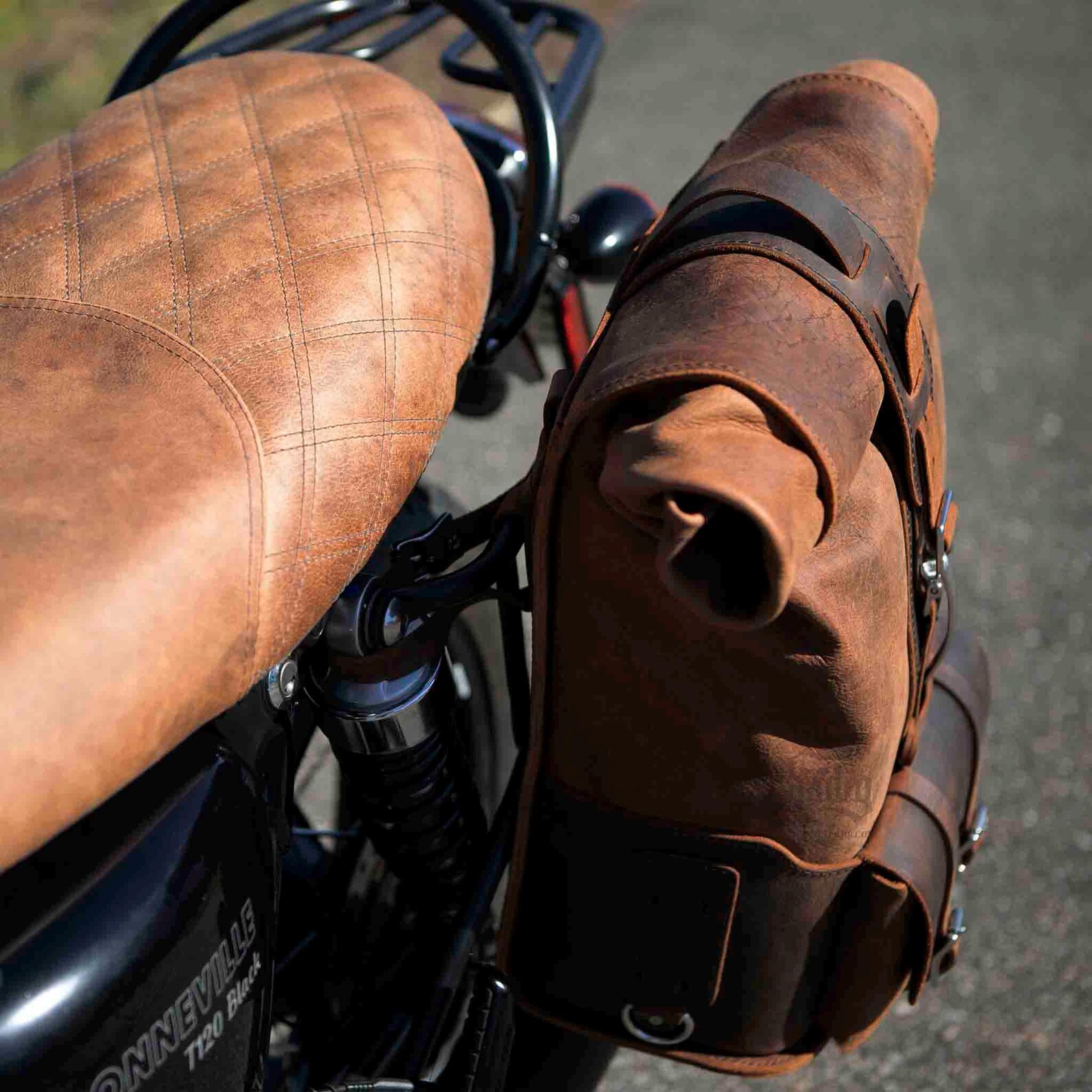 Universal Motorcycle Rolltop Backpack Saddlebag Brown Buffalo Leather ...