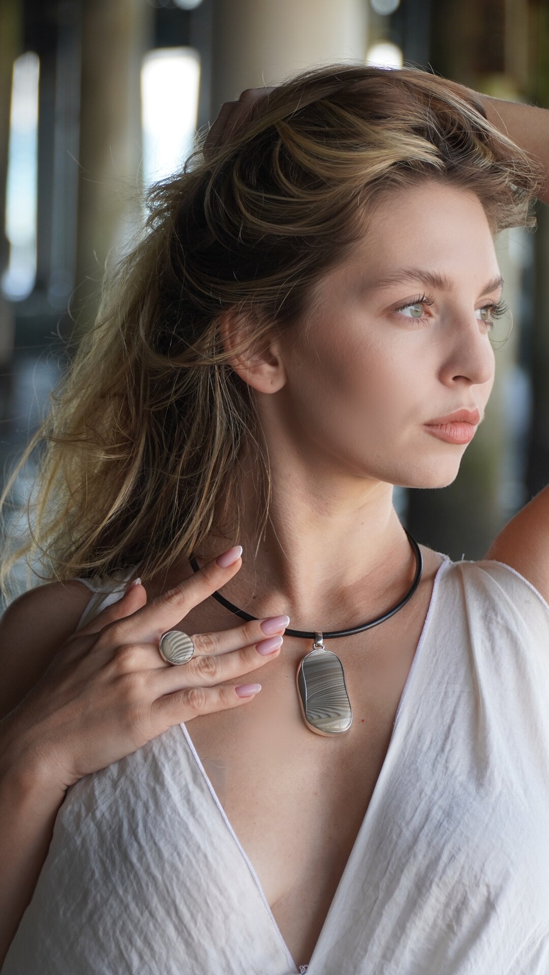 Exquisite Striped Flint Pendant - A Timeless Statement of Uniqueness ...
