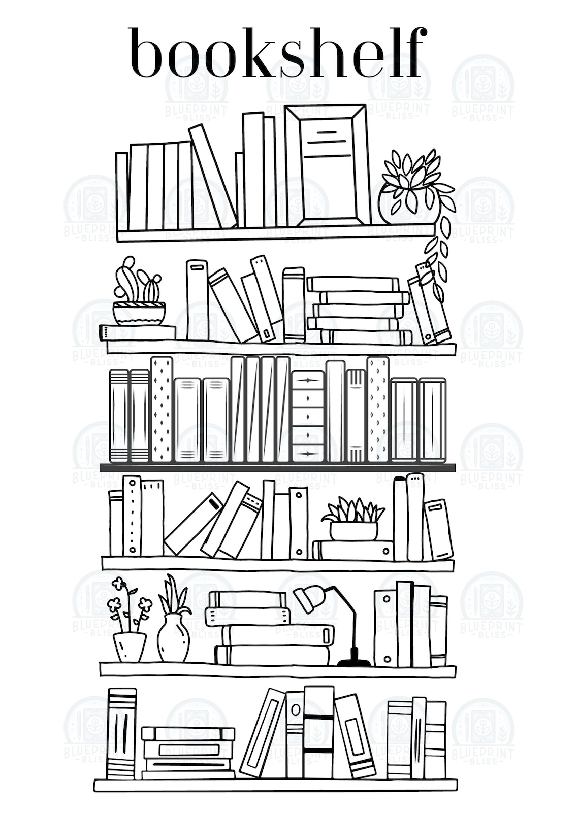 Minimalist Bookshelf Printable Template | DIY Bookshelf Decor | Instant ...
