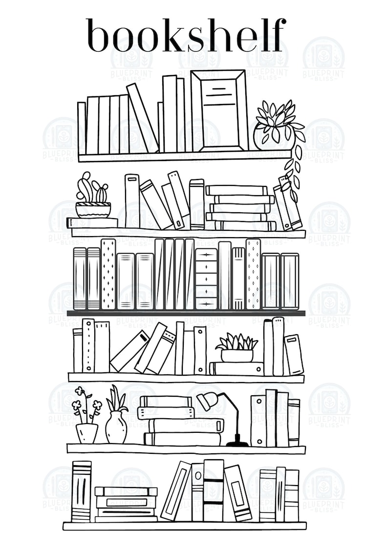 Minimalist Bookshelf Printable Template | DIY Bookshelf Decor | Instant ...