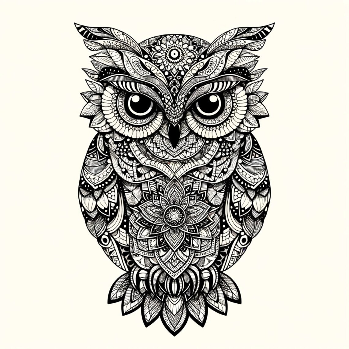 Enchanting Owl Mandala - Printable Coloring Page PDF, Intricate Adult ...