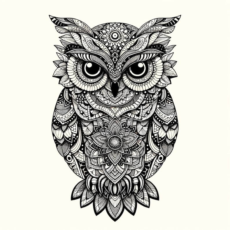 Enchanting Owl Mandala - Printable Coloring Page PDF, Intricate Adult ...
