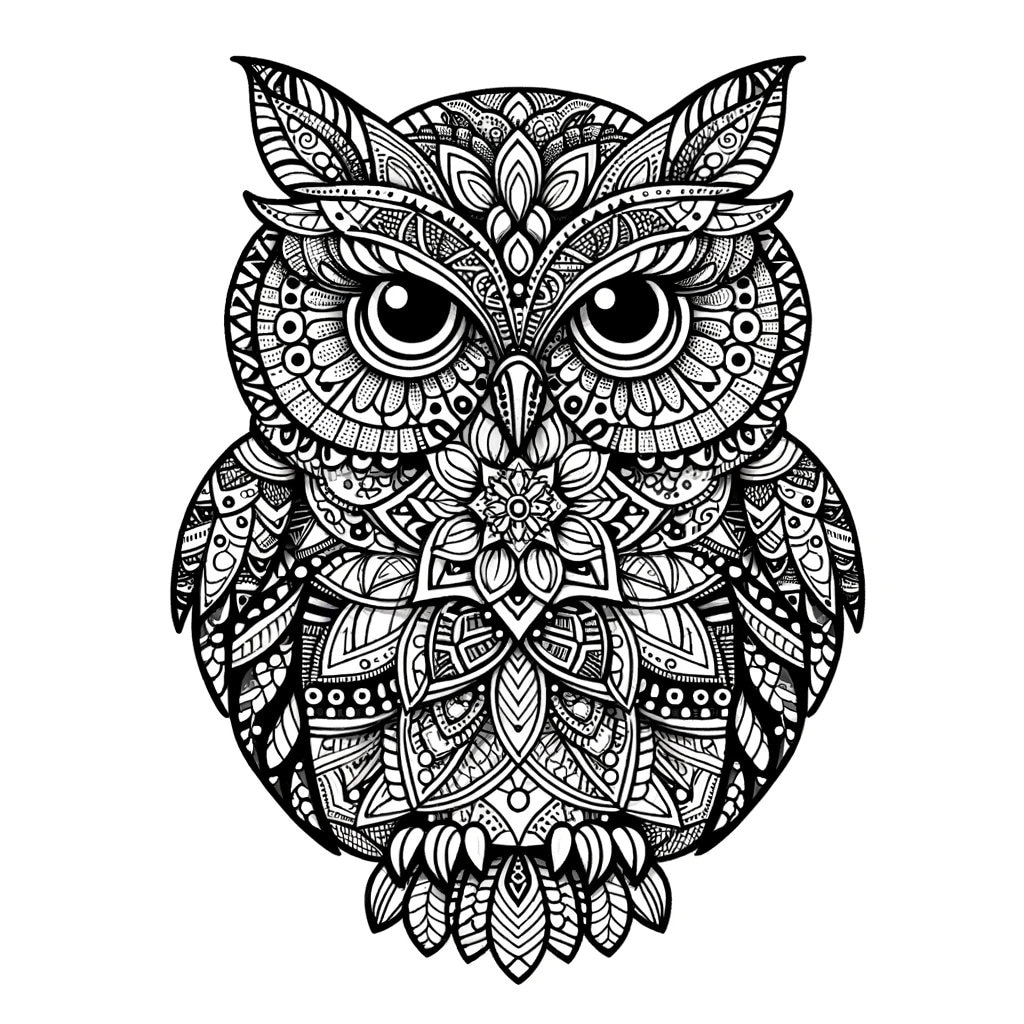 Enchanting Owl Mandala - Printable Coloring Page PDF, Intricate Adult Coloring Design - Etsy