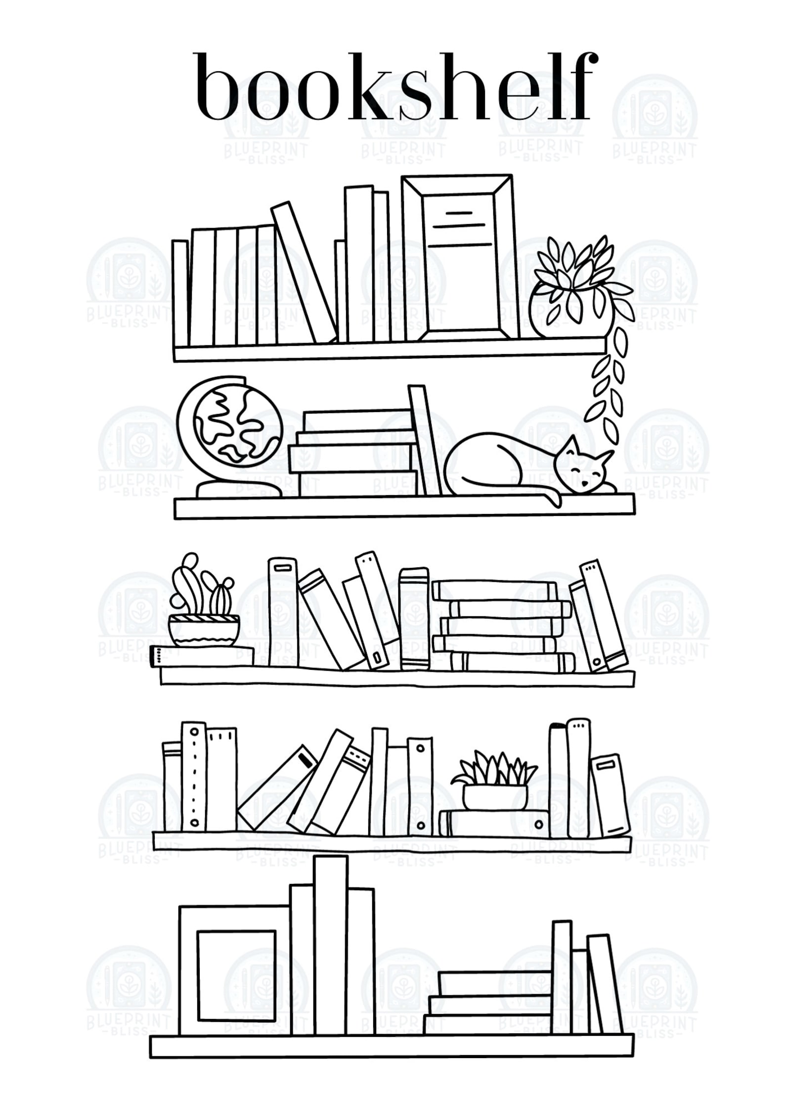 Minimalist Bookshelf Printable Template | DIY Bookshelf Decor | Instant ...