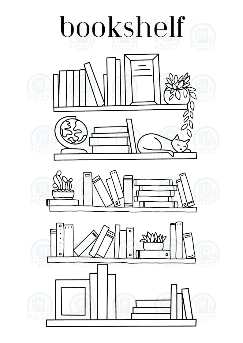 Minimalist Bookshelf Printable Template | DIY Bookshelf Decor | Instant ...
